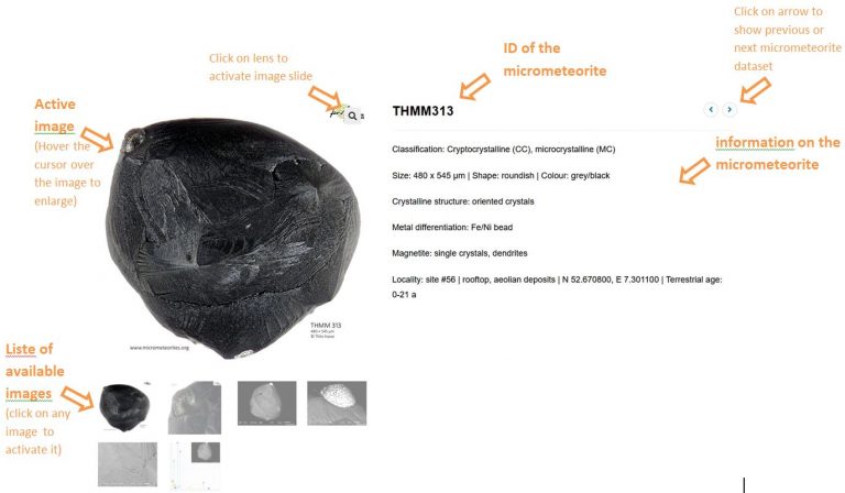 Characterization of micrometeorites and explanations of the database ...