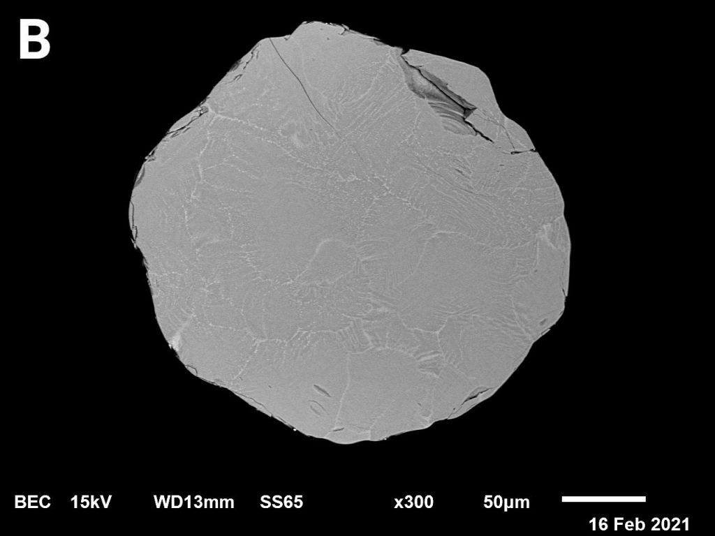 Klassifikation: Cryptocrystalline (CC) – Urbane Mikrometeorite